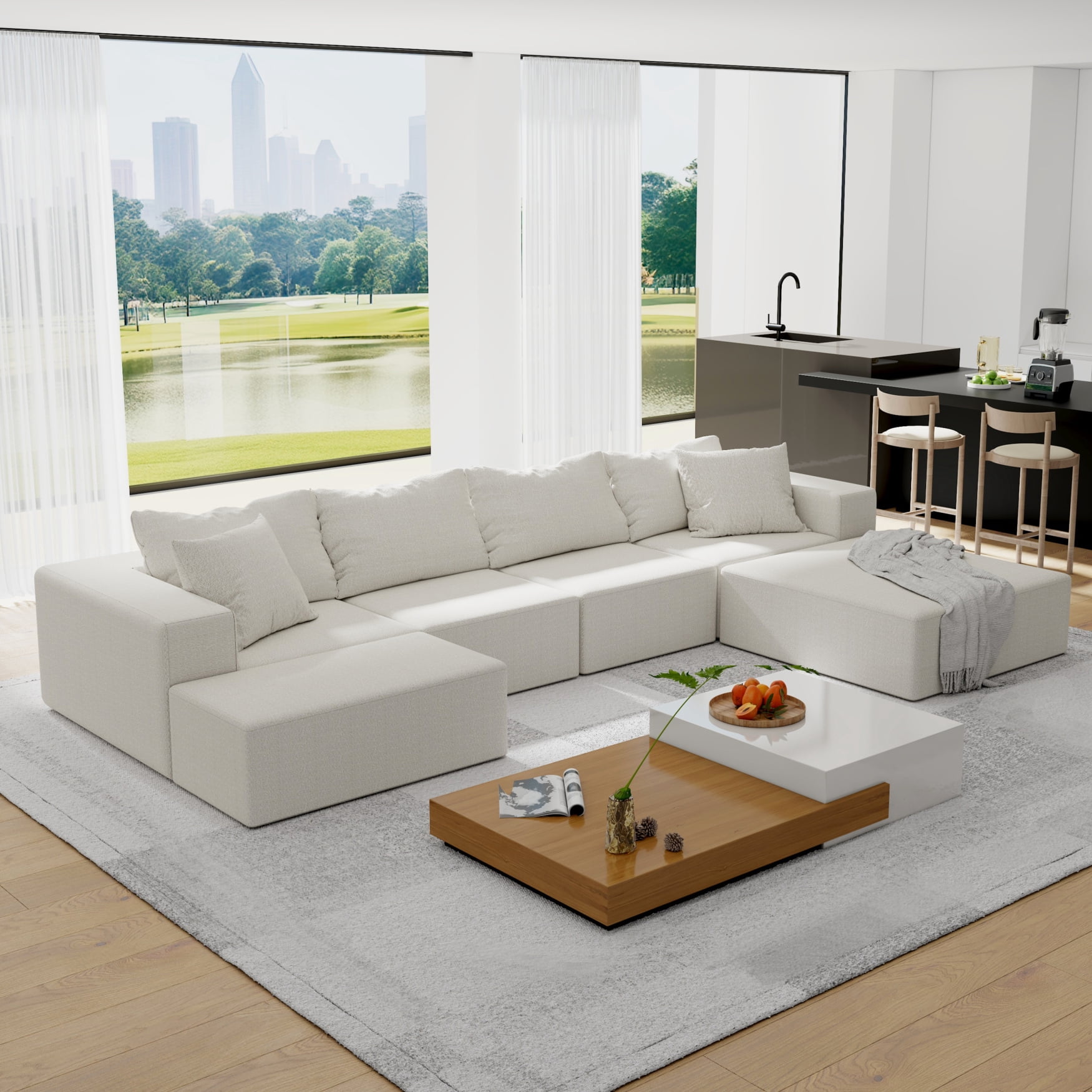Oversized Modular Sectional Couch with Reversible Chaise, Modern ...