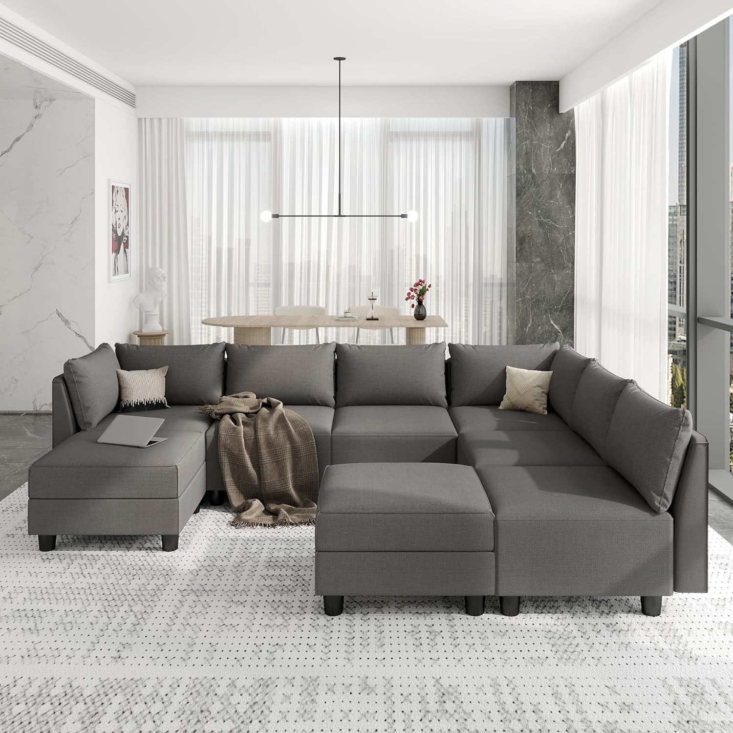 Oversized Modular Sectional Sleeper Sofa, Convertible U Shaped Sofa ...