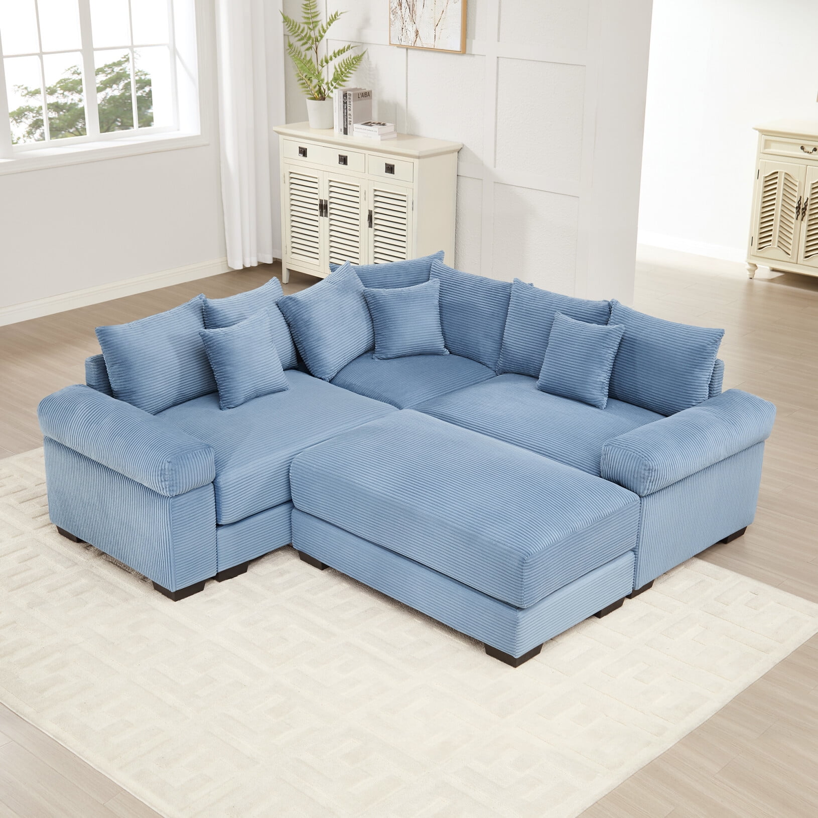 Oversized Modular Sectional Sofa with Extra-Thick Armrests & Chaise ...