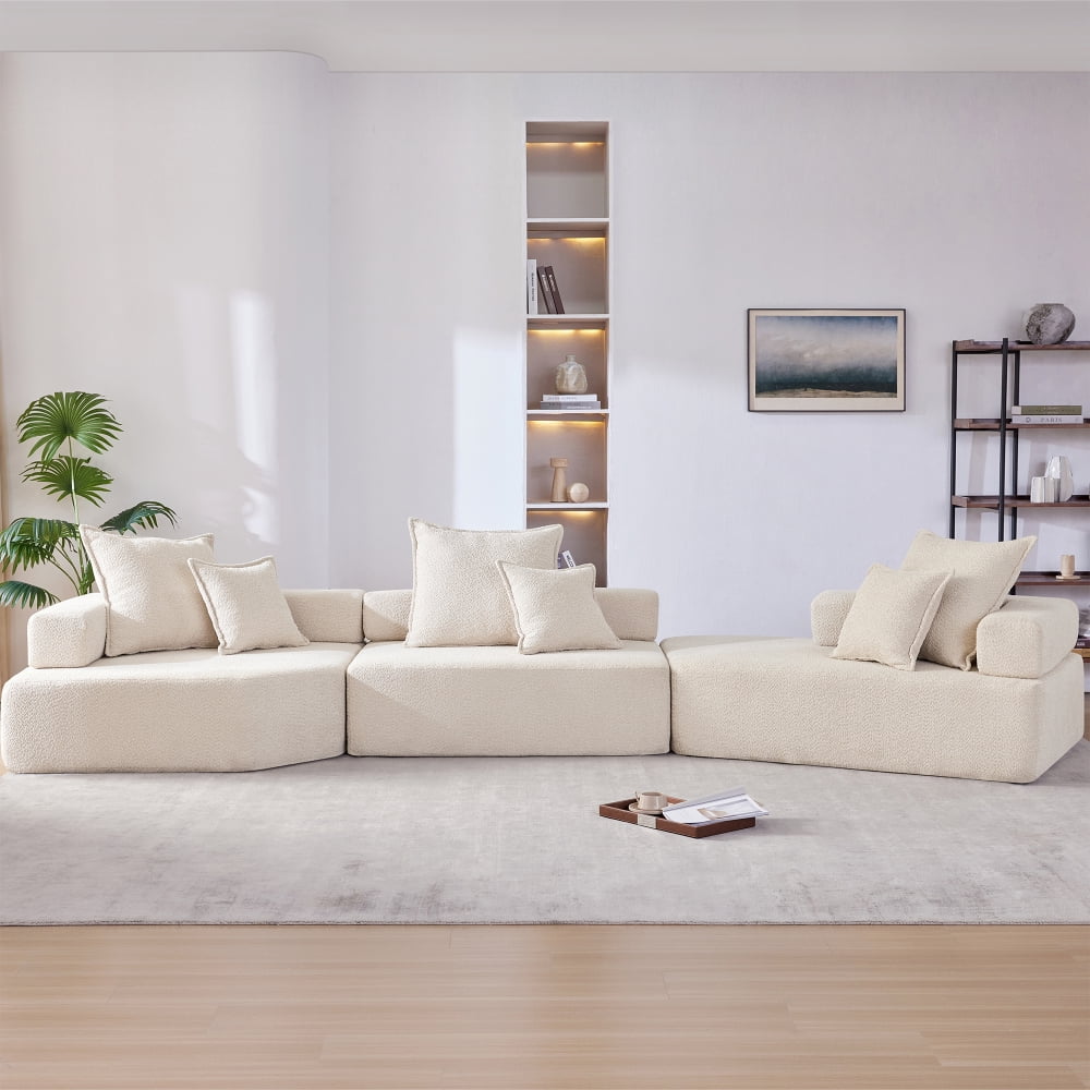 Oversized Modular Sectional Sofa, Luxury Boucle Floor Couch Set ...