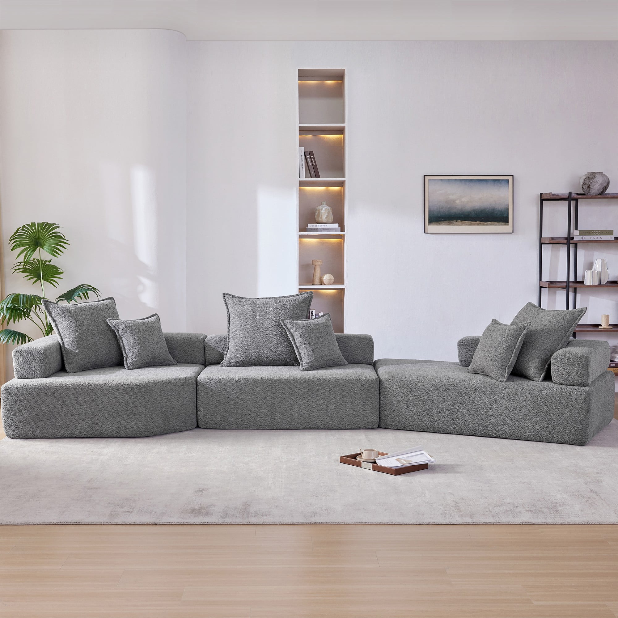 Oversized Modular Sectional Sofa, Luxury Boucle Floor Couch Set ...
