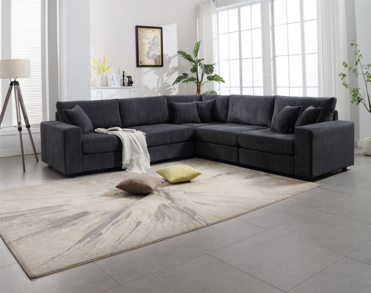 Walmart's 5-Seater Modular Sectional Sofa, Comfy Corduroy, Living Room ...