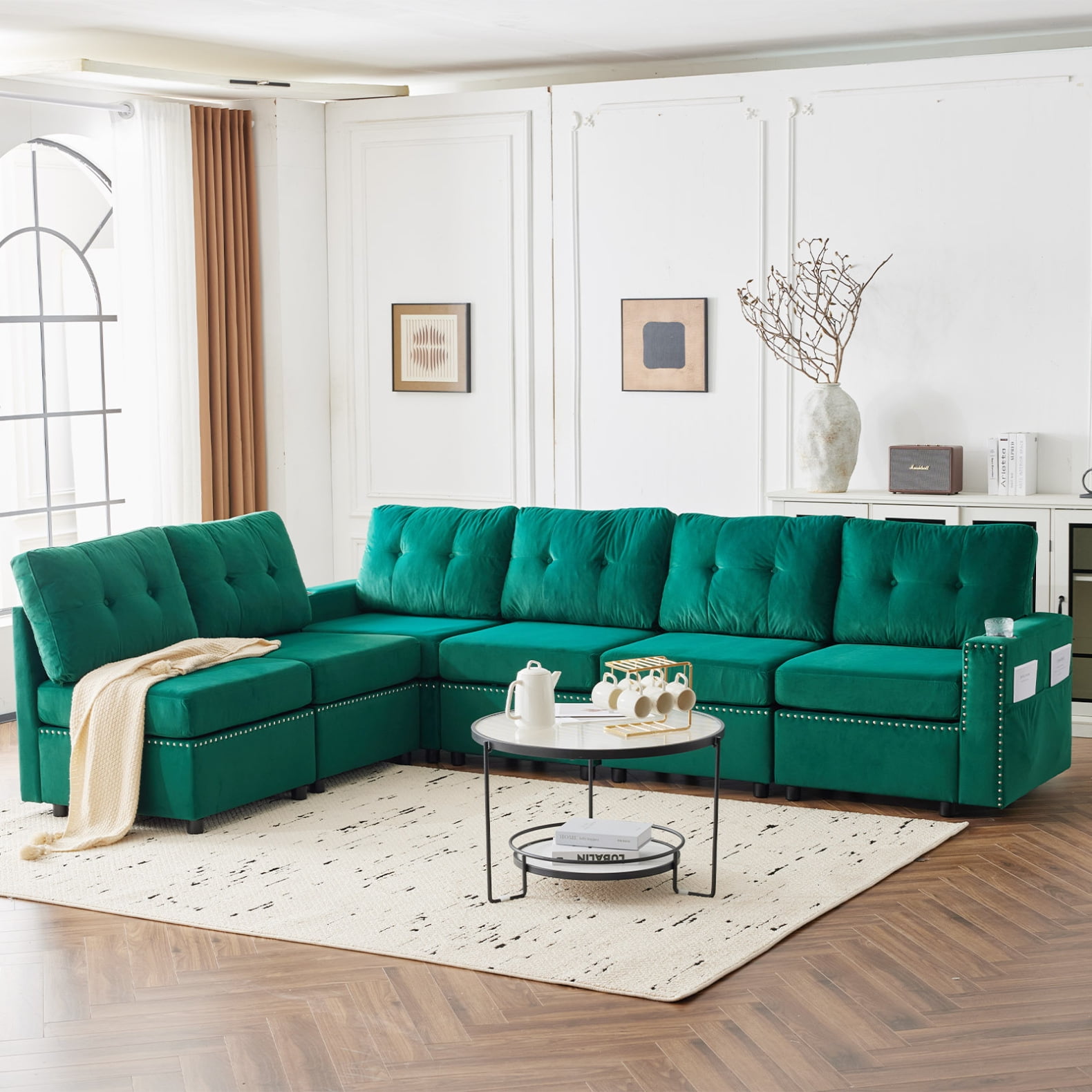 Oversized Modular Sectional Sofa with Storage, 6-Seat Convertible U ...