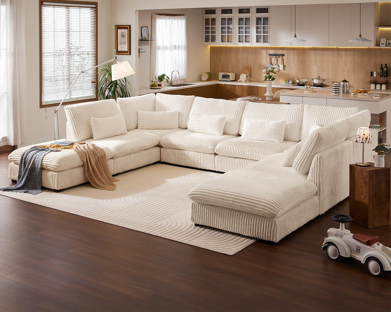 Oversized Modular Sofa, Extra Deep Cloud Corduroy Sectional Couch with ...