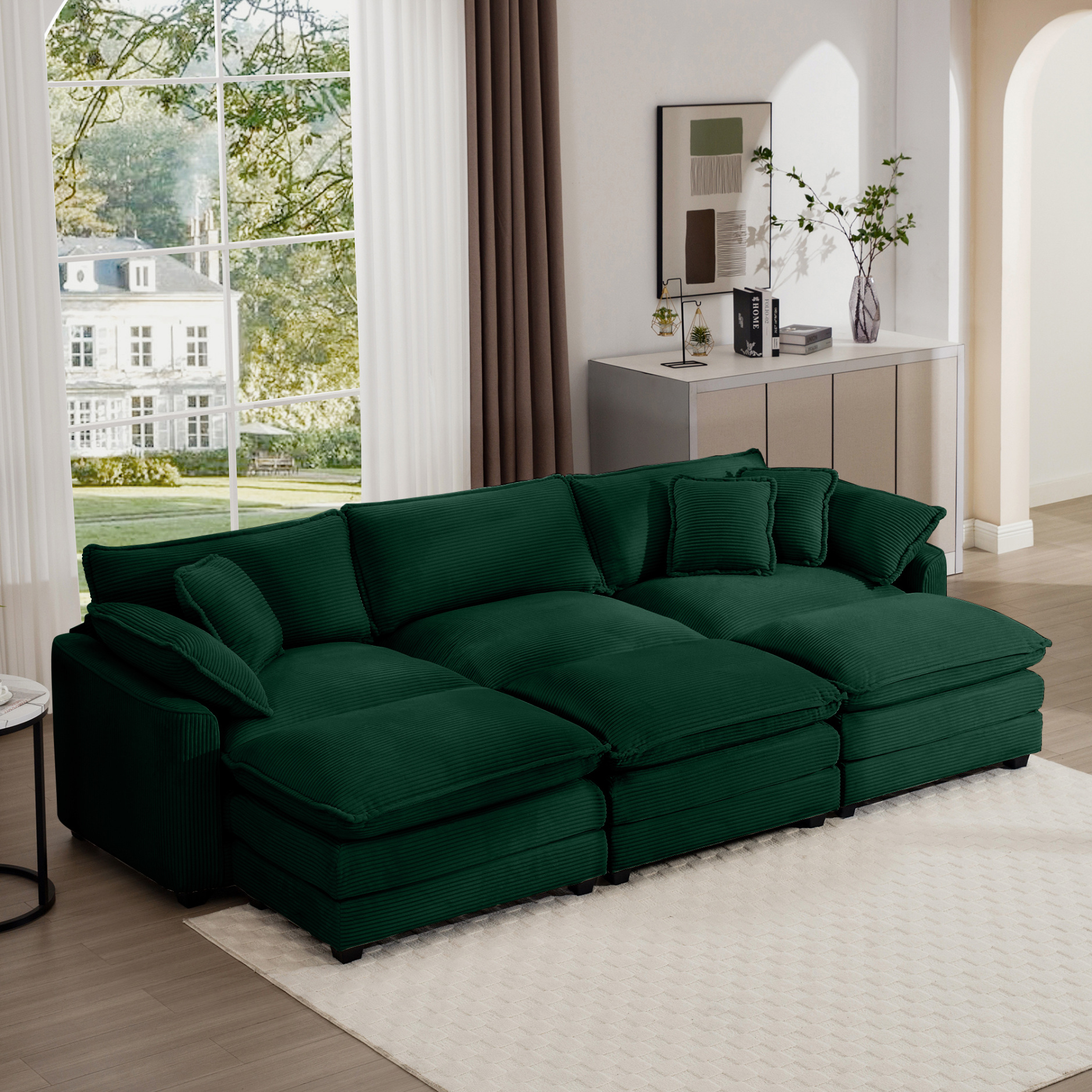 Oversized Modular Sofa Set with L-Shaped Corner Design & Low Back Deep ...