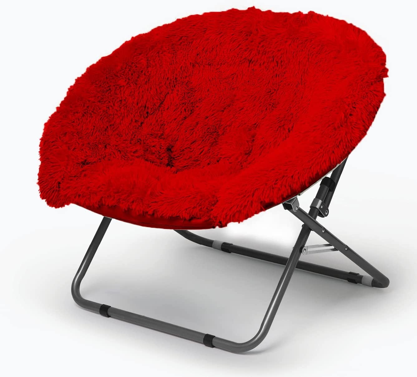 Oversized Mongolian Faux Fur Saucer Chair, Red - Walmart.com