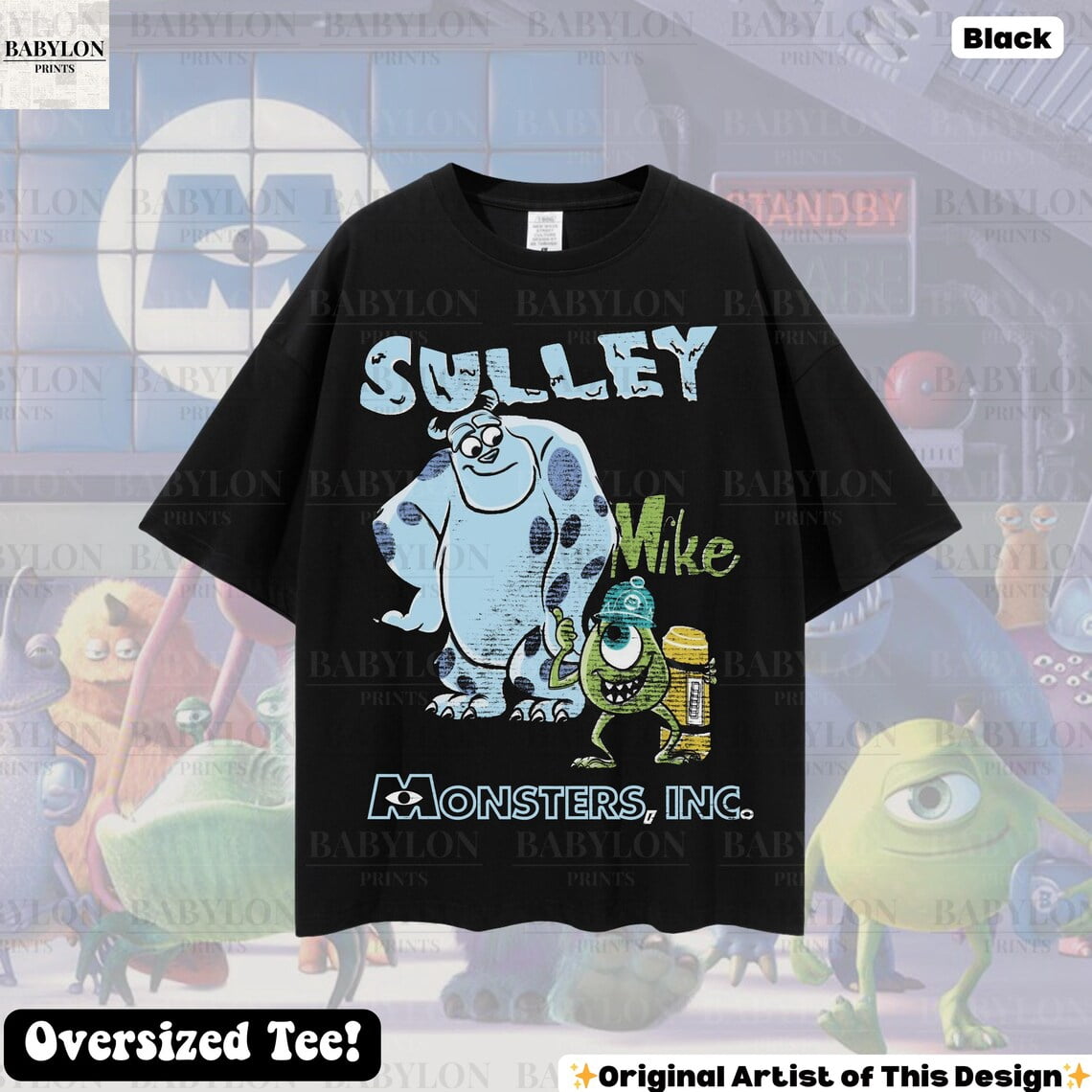 Oversized Monsters Inc T-Shirt, Cartoon Monsters Tee, Sulley Mike ...