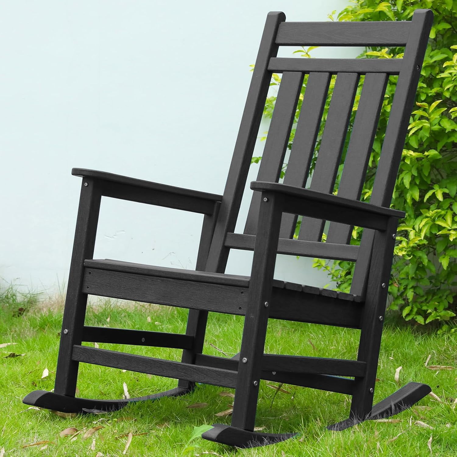 Oversized Outdoor Rocking Chair with Ergonomic Backrest, HDPE Patio ...