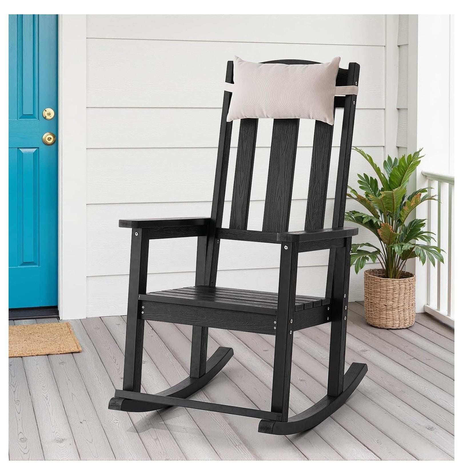 Oversized Outdoor Rocking Chair, High Back All Weather Patio Rocking ...