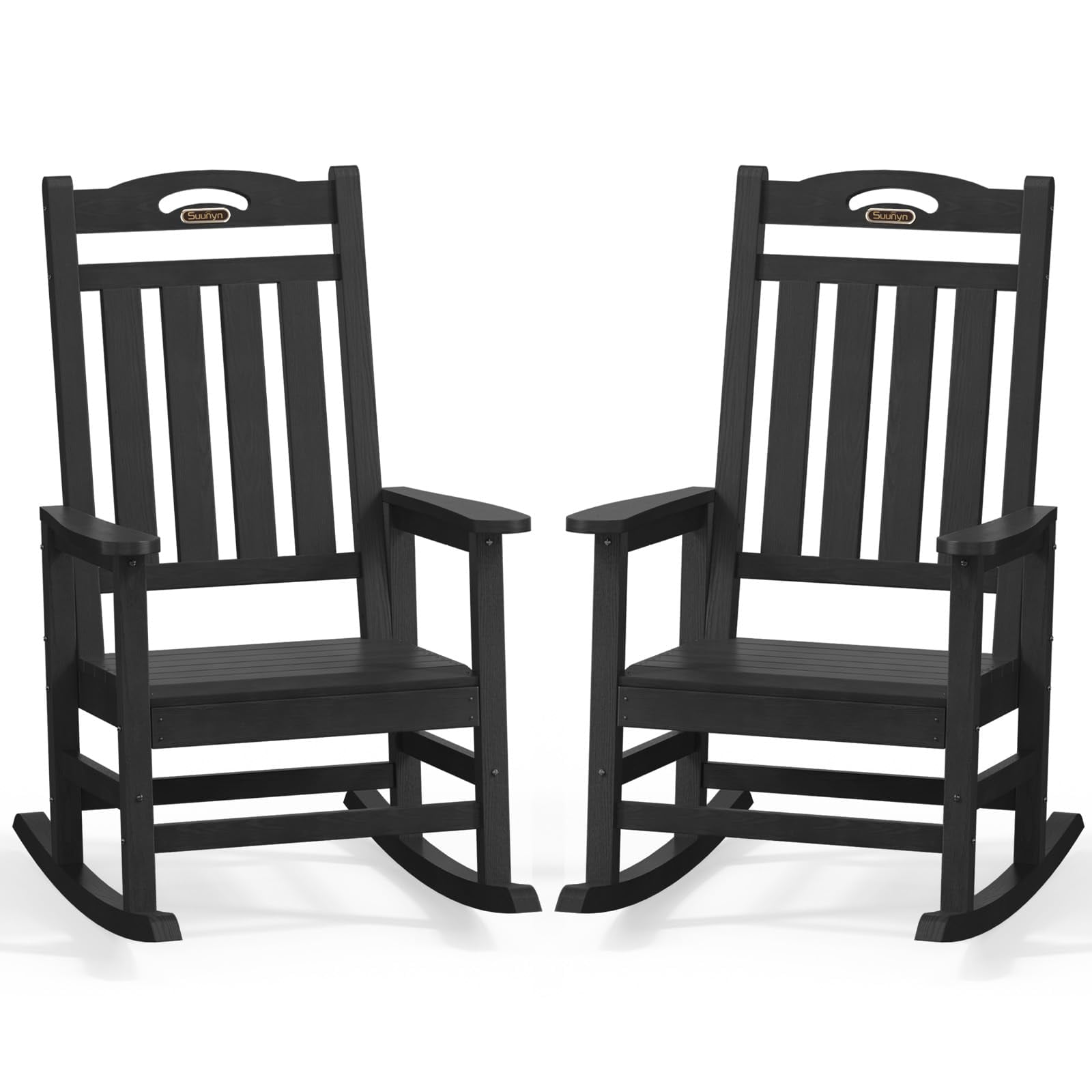 Oversized Outdoor Rocking Chair Set of 2, High Back Porch Rocker Chair ...