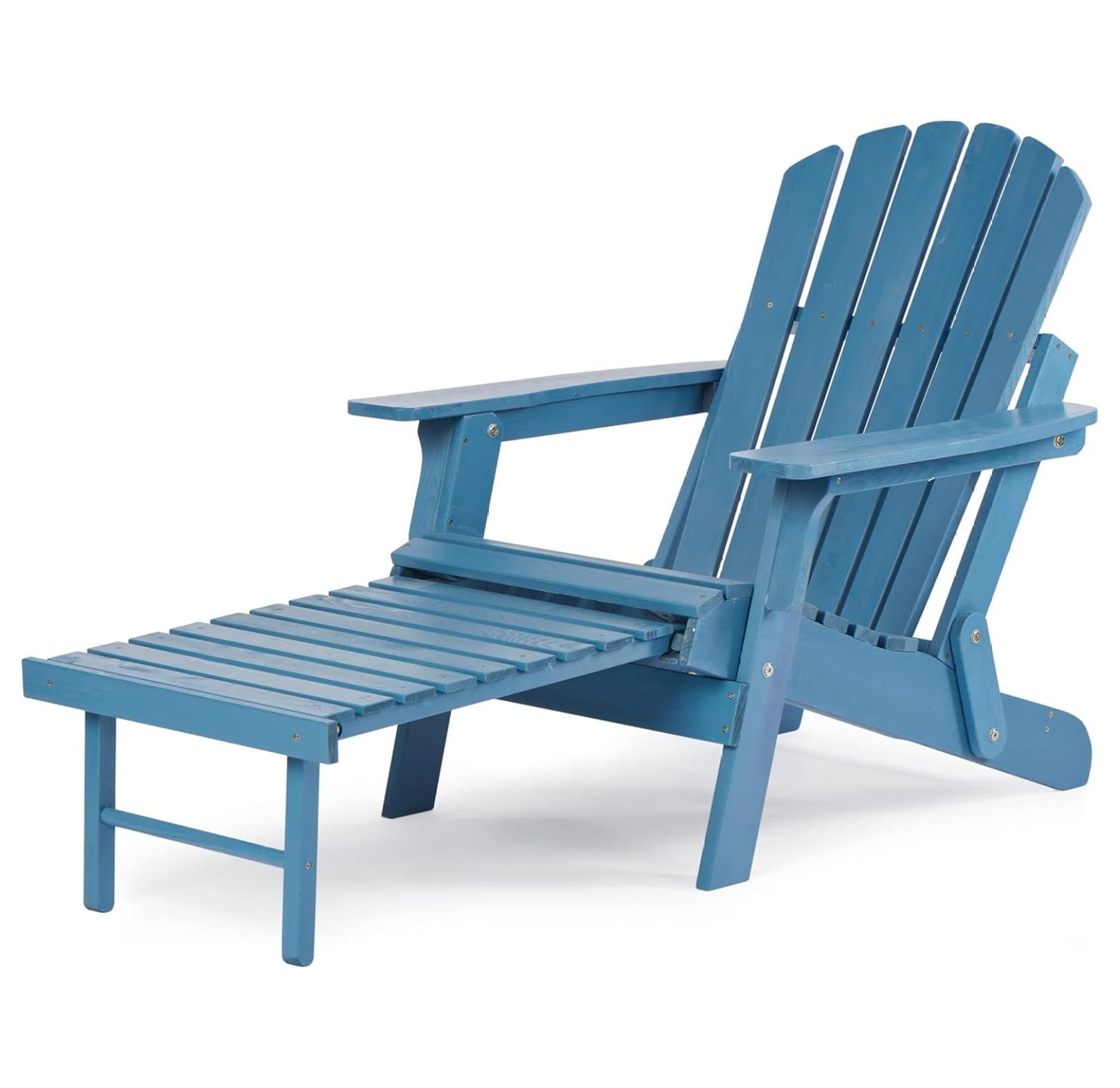 Oversized Outdoor Wooden Folding Adirondack Chair with Retractable ...