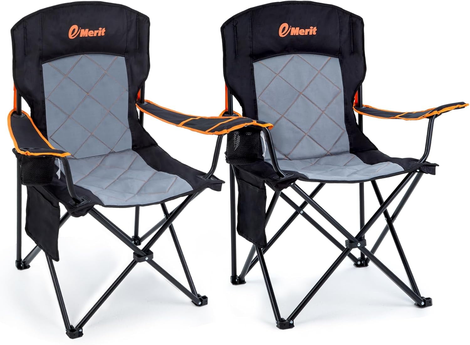 Oversized Padded Camping Chair, 350LB Heavy Duty Quad Fold Chair with ...