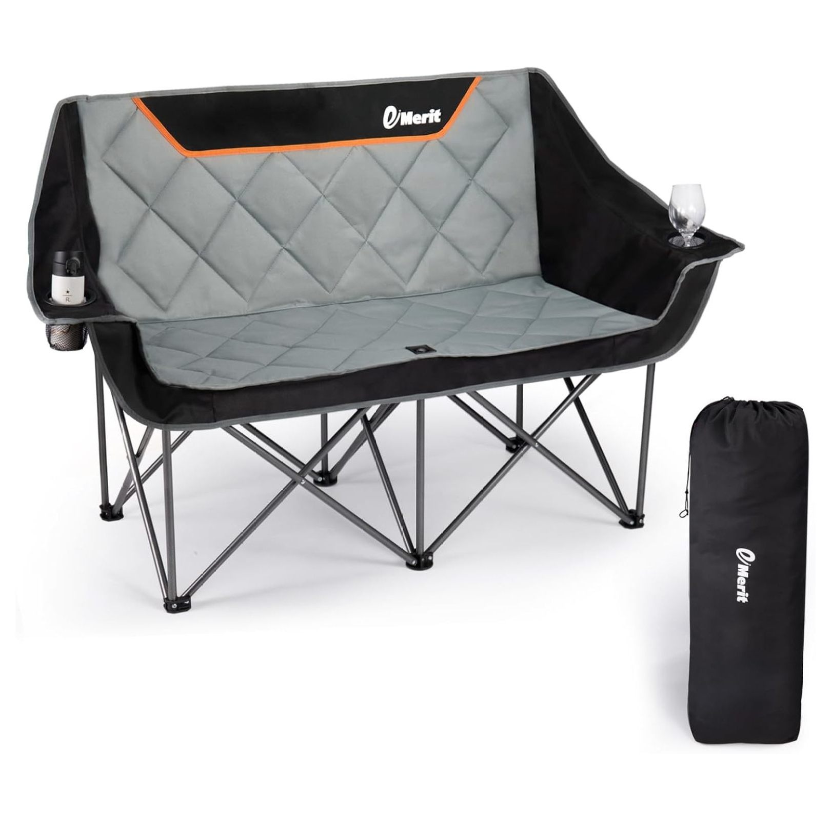 Oversized Padded Camping Chair Double Duo Camping Chair Folding Camping Loveseat 2 Person ...