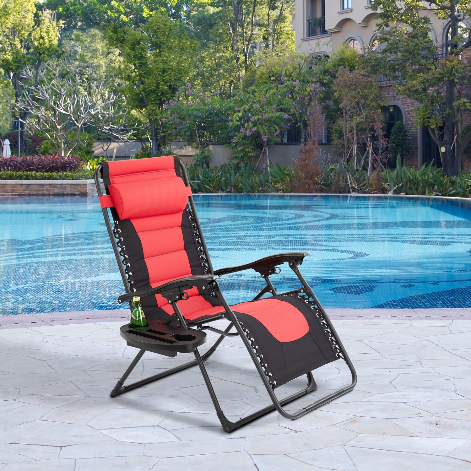 Oversized Padded Zero Gravity Folding Lounge Chair, Reclining Outdoor ...