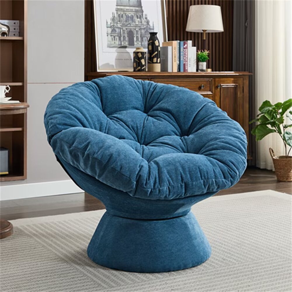 Oversized Papasan Chair with Cushion, 360° Swivel Accent Chair with ...