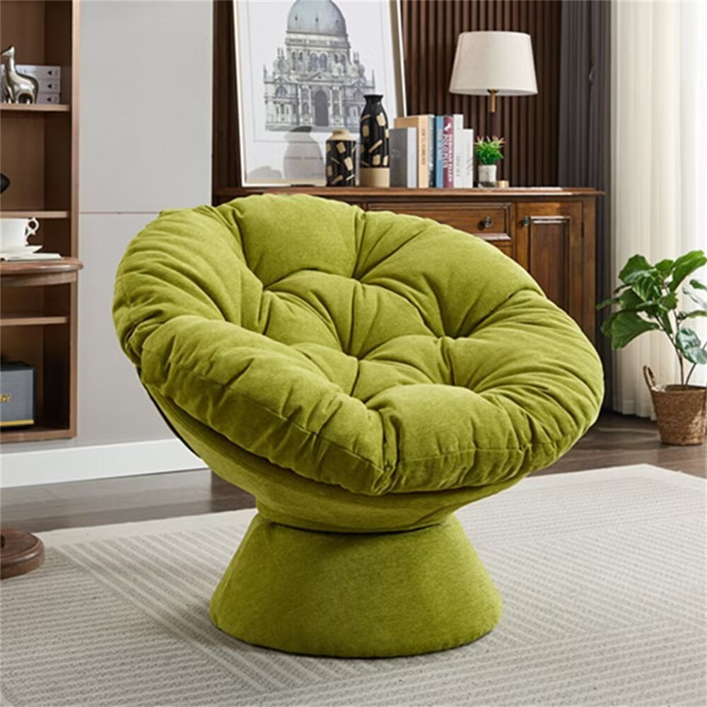Oversized Papasan Chair with Cushion, 360° Swivel Accent Chair with ...