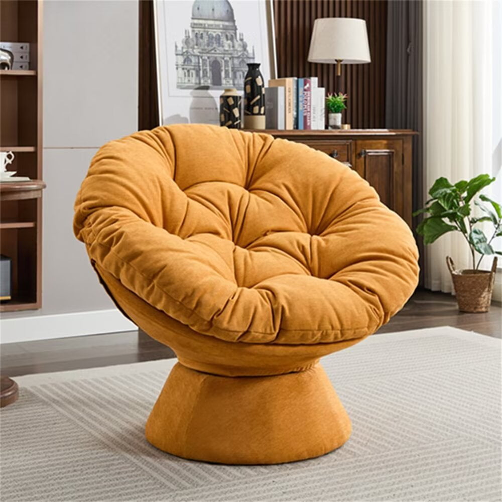 Oversized Papasan Chair with Cushion, 360° Swivel Accent Chair with ...