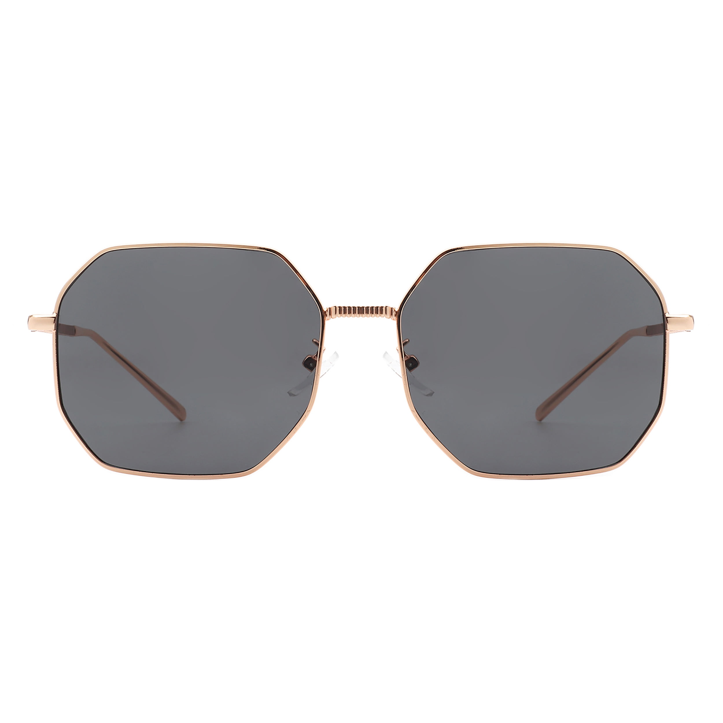 Oversized Polygon Sunglasses Geometric Octagon Metal Frame UV 400 Gold ...