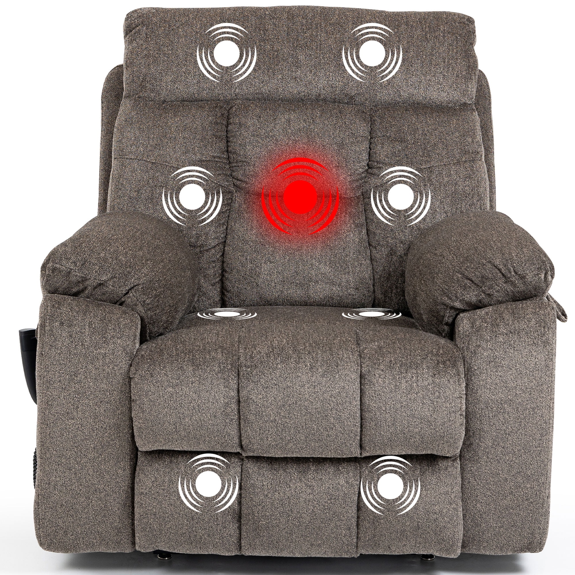 Oversized Power Lift Recliner with Heat, Massage, 180° Lay Flat, Dual ...