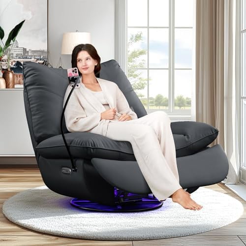 Oversized Power Recliner Chair, Swivel Rocking Glider Rocker for Adults ...