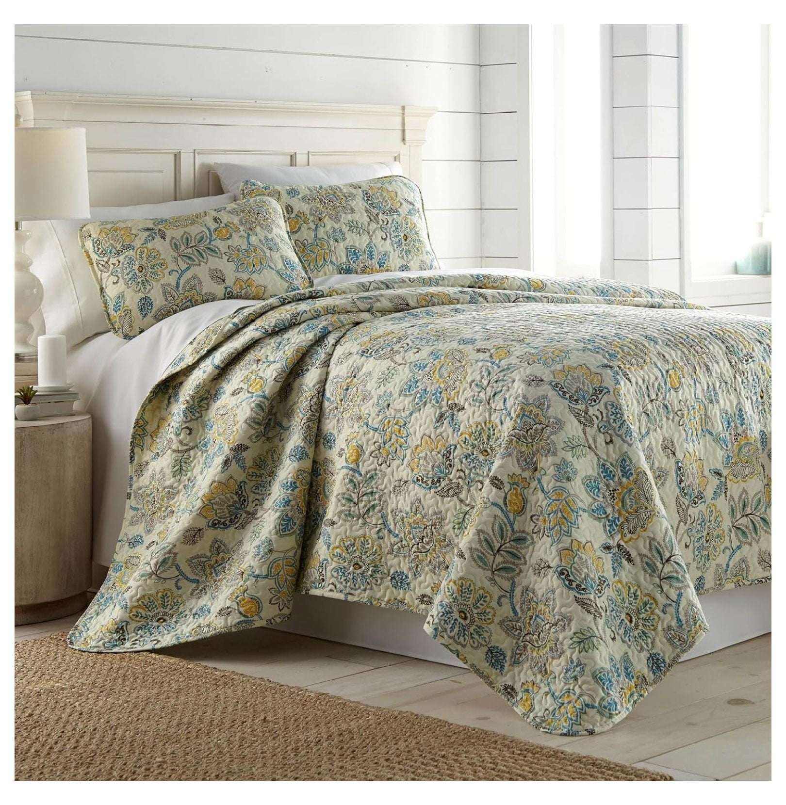 Oversized Quilt Set, All Season California King Quilts, Floral Coverlet ...