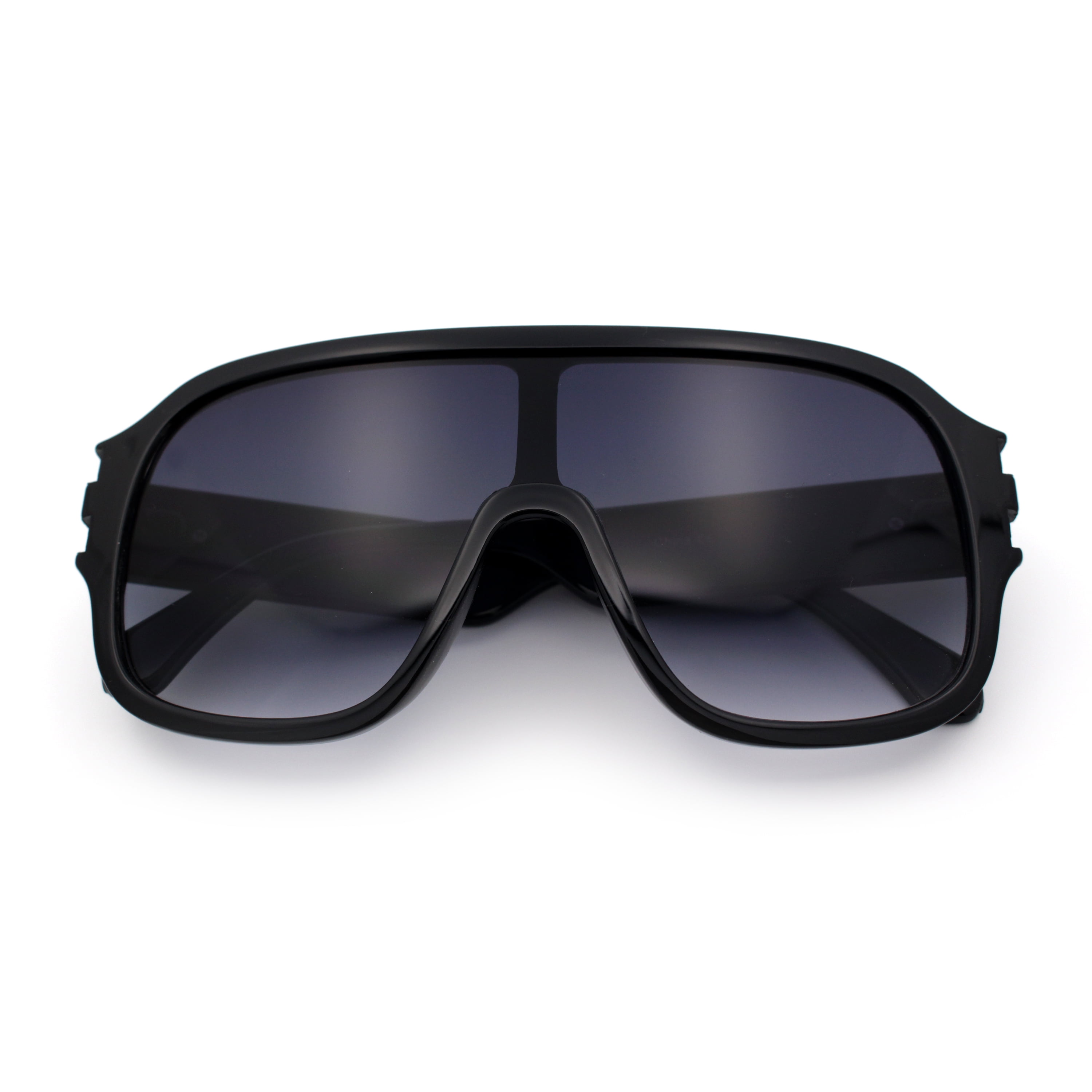 Oversized Racer Shield Plastic Bold Mogul Mobster Sunglasses Black ...