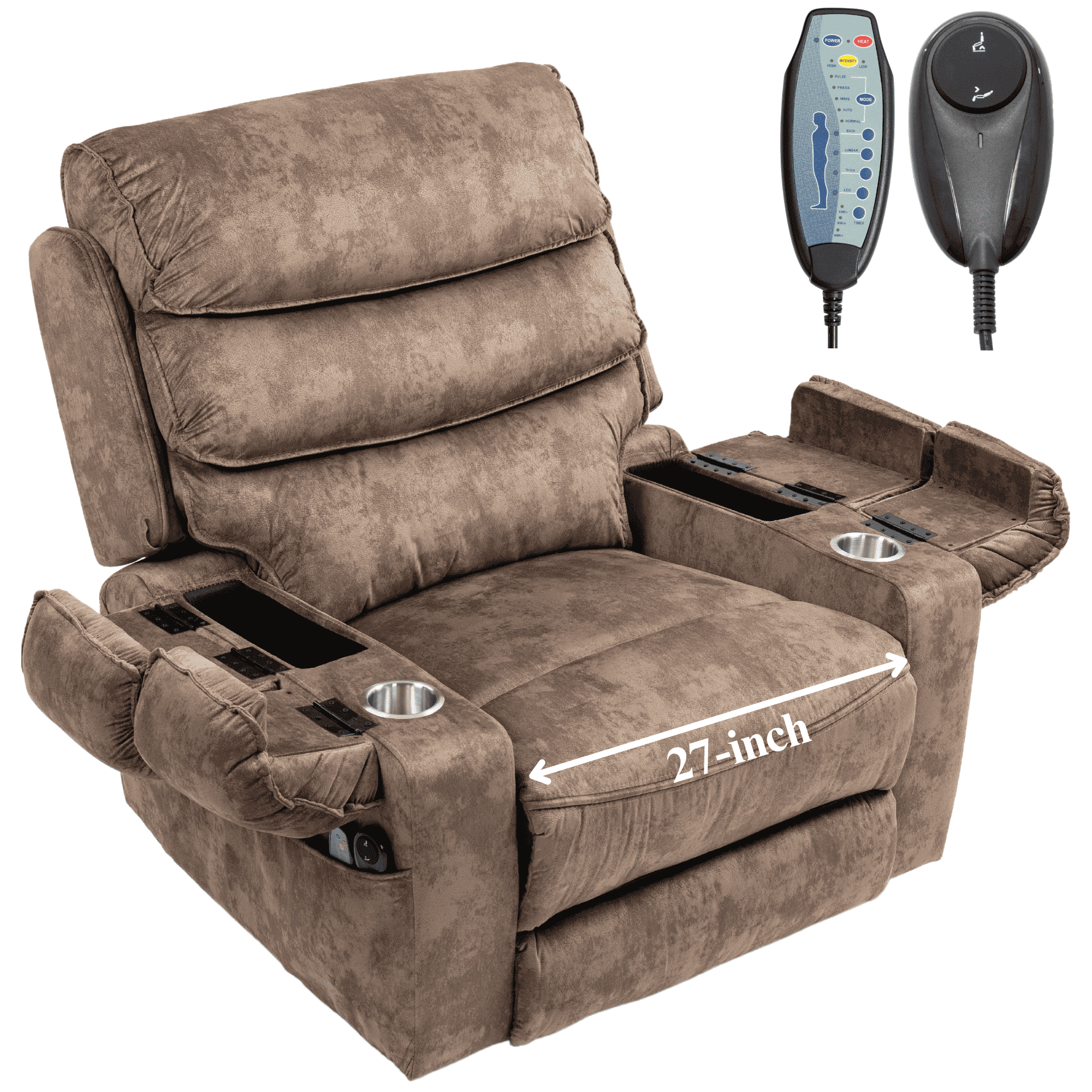 Oversized Recliner Chair 27-inch Wide Seat with Extended Footrest ...
