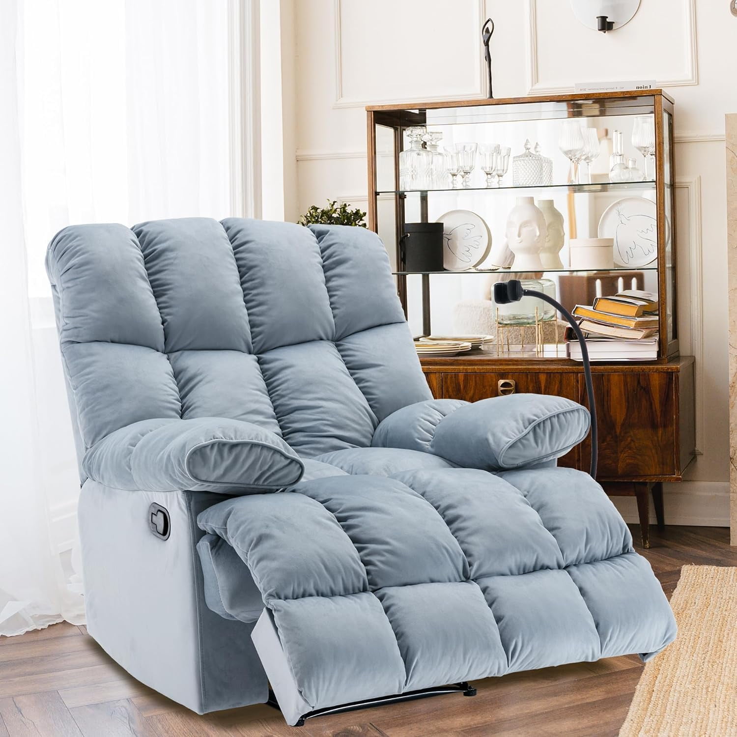 Oversized Recliner Chair 350 lb Weight Capacity, Home Oversized Velvet ...