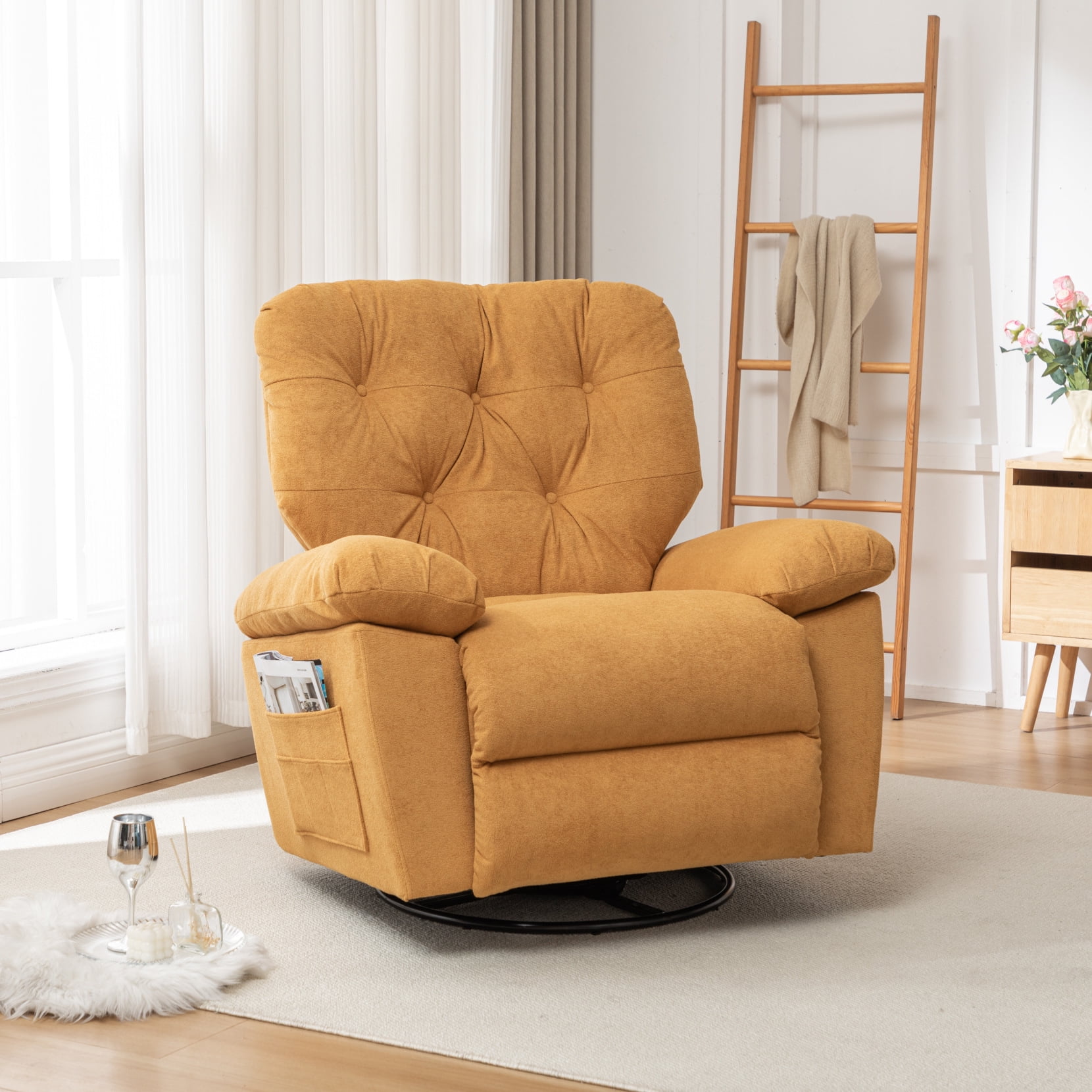 Oversized Recliner Chair, Adjustable Swivel Rocking Chair with Side ...