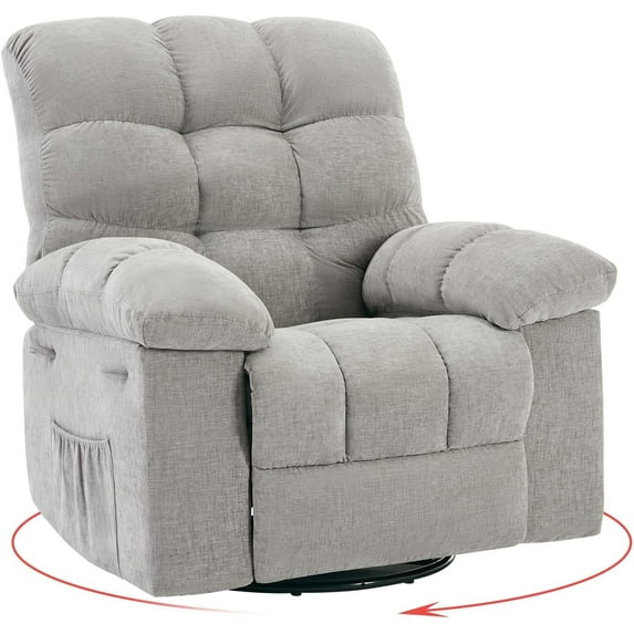 Oversized Recliner Chair for Adults with 360° Swivel & Rocking Function ...