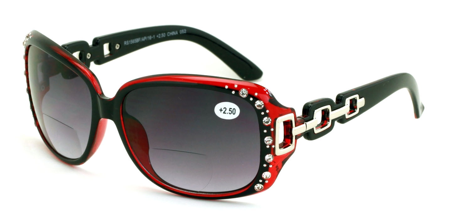 Oversized Rhinestones Women Bifocal Reading Sunglasses Reader Glasses ...