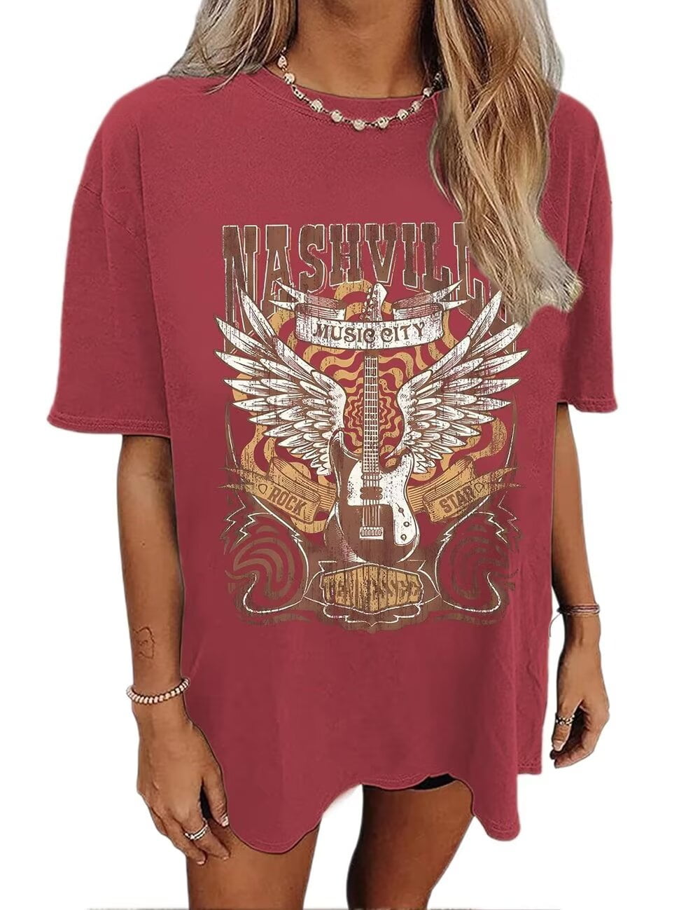 Oversized Rock Band T-Shirt Women Country Music Shirt Tops Nashville ...