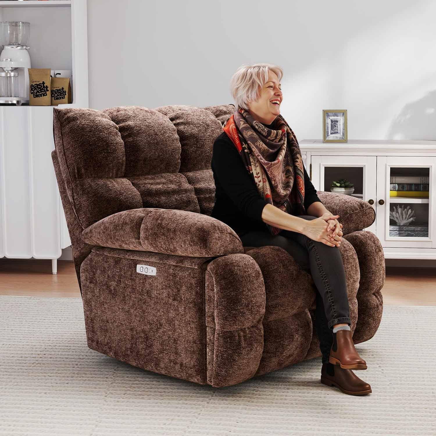 Oversized Rocker Recliner Chair for Adults, Overstuffed Breathable ...