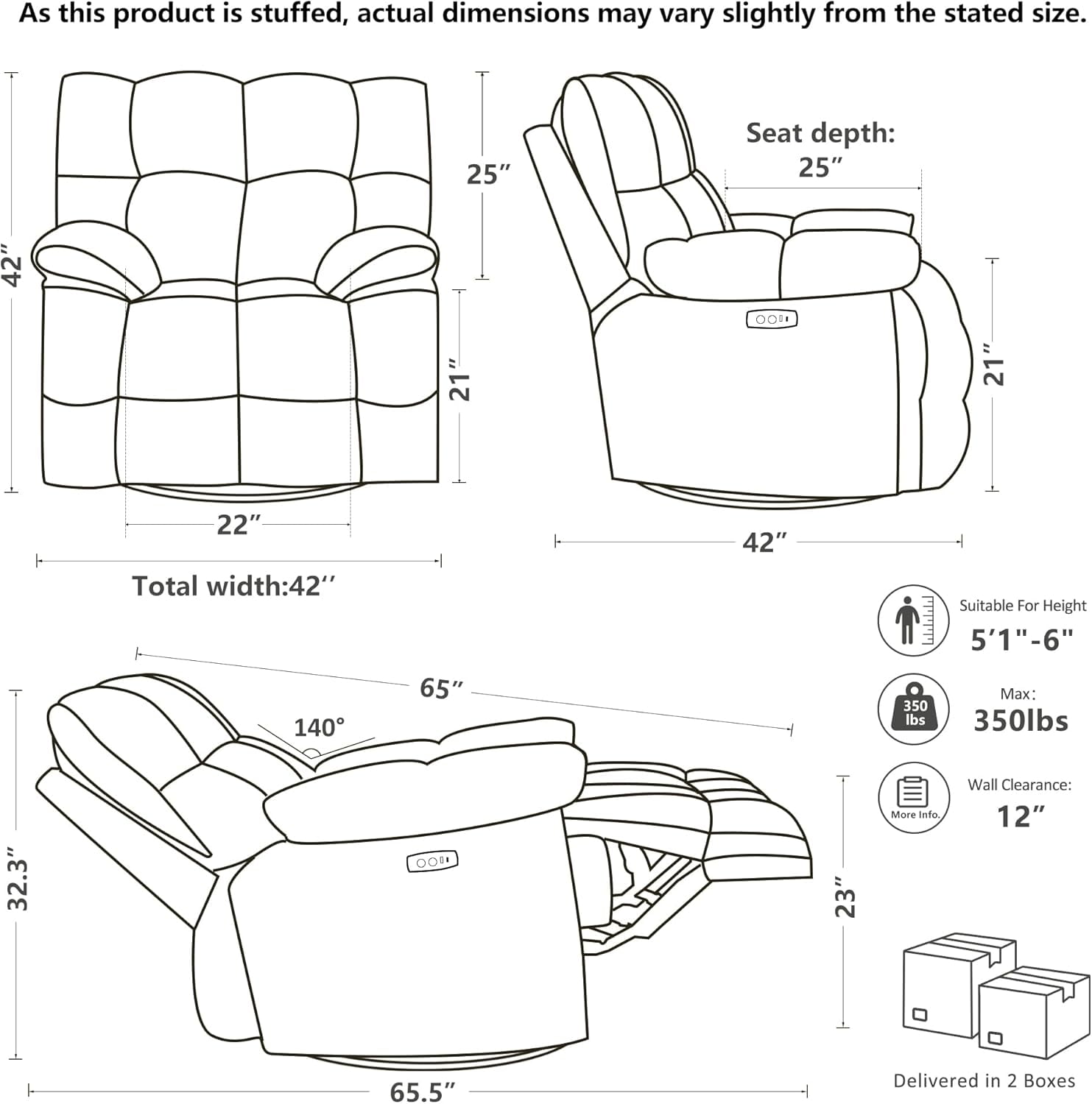 Oversized Rocker Reclining Chair, Swivel Rocking Recliner for Living ...