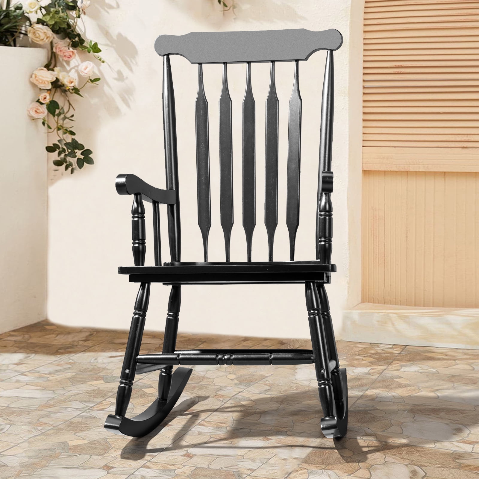 Oversized Rocking Chair Wooden Frame Rocker Chairs Porch Rocker Indoor ...