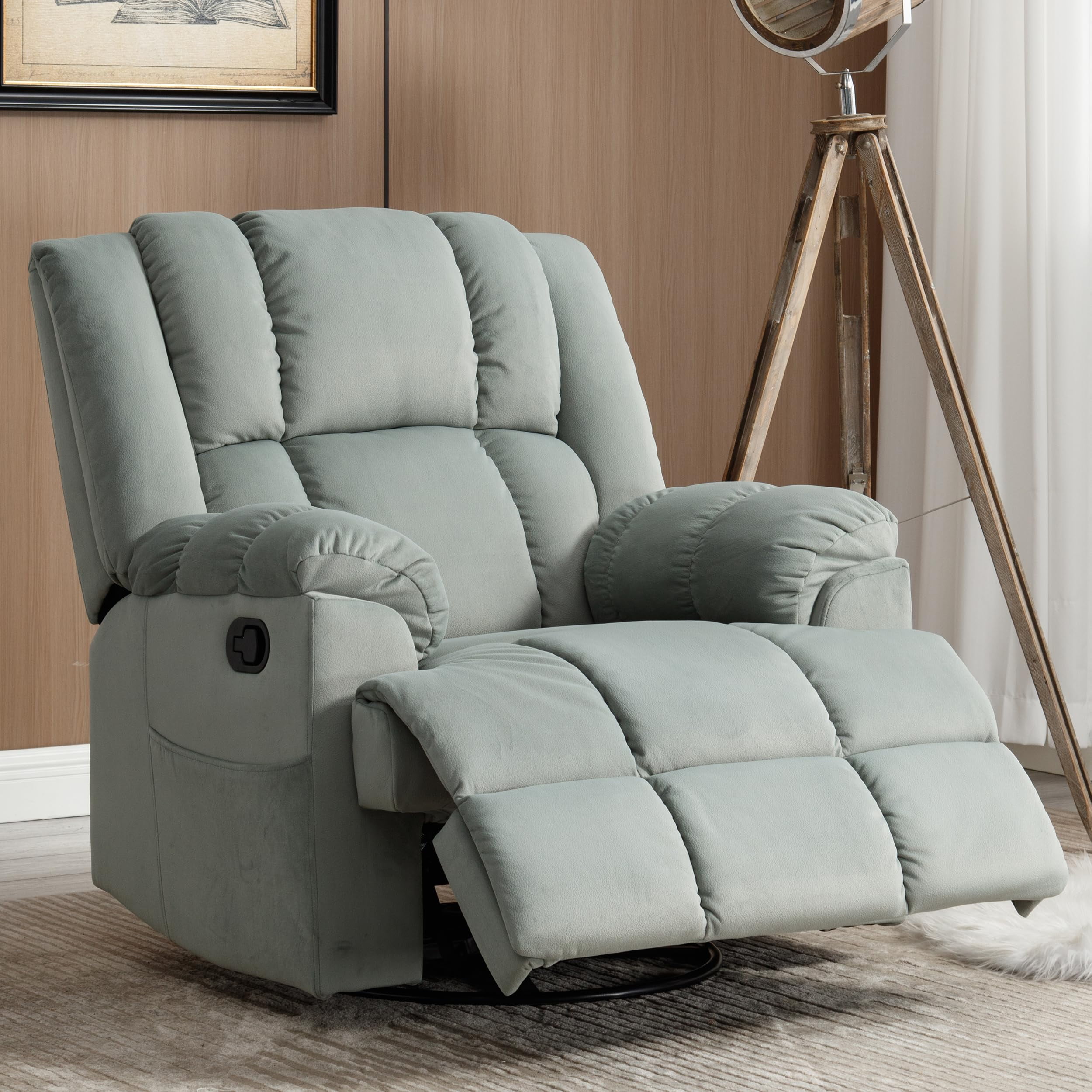 Oversized Rocking Swivel Glider Recliner Chair, Push Back Manual ...