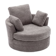 Muumblus 42.2"W Chenille Swivel Chair, Modern Oversize Armchair Comfy ...