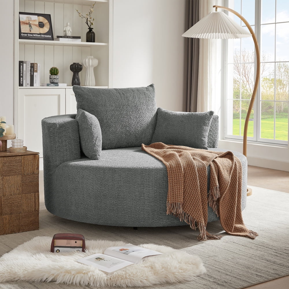 Oversized Round Swivel Chair, Swivel Accent Chair with 36.5" Deep Seat ...