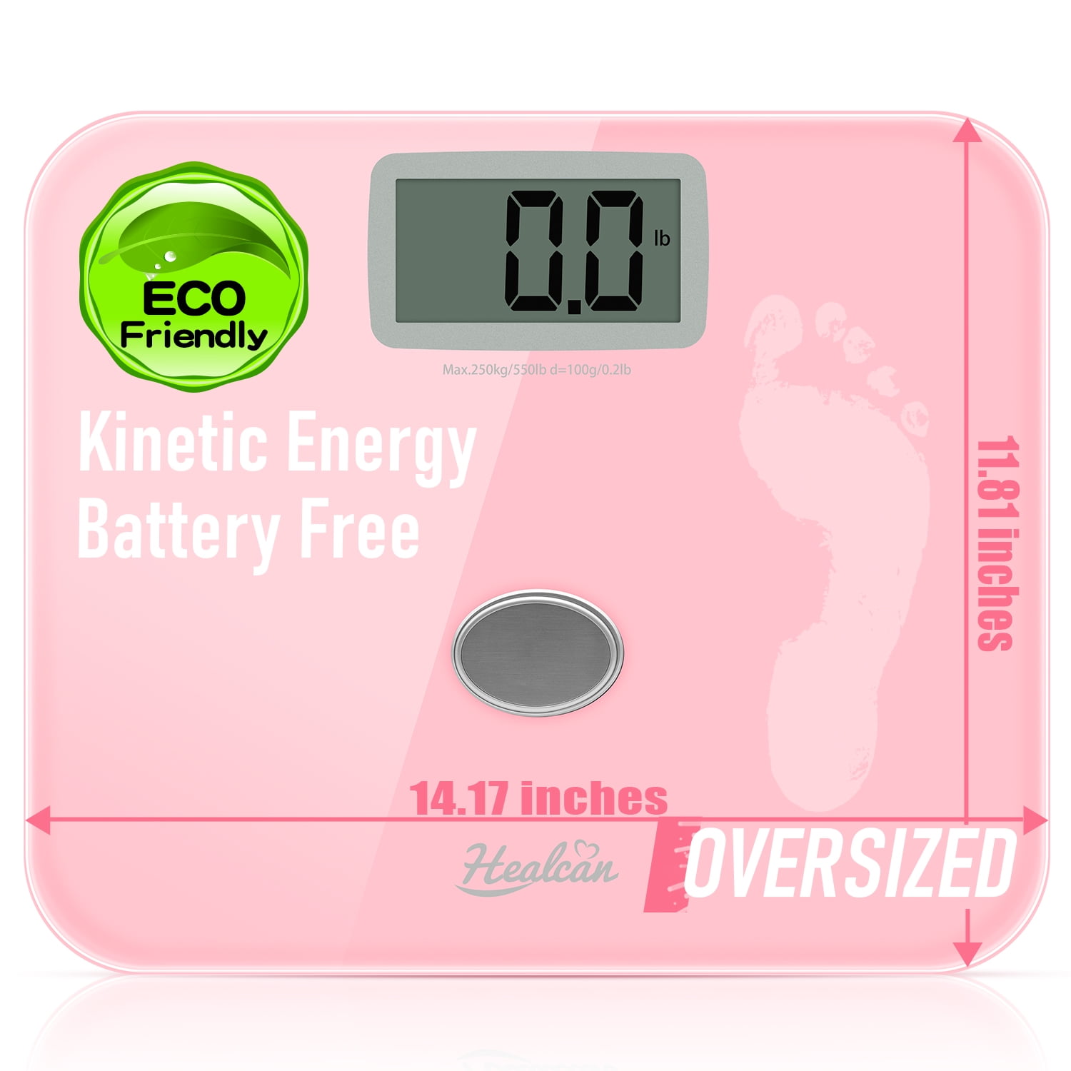 HEALCAN Digital Bathroom Scale, Extra Wide 550 lbs Capacity, Large LCD ...