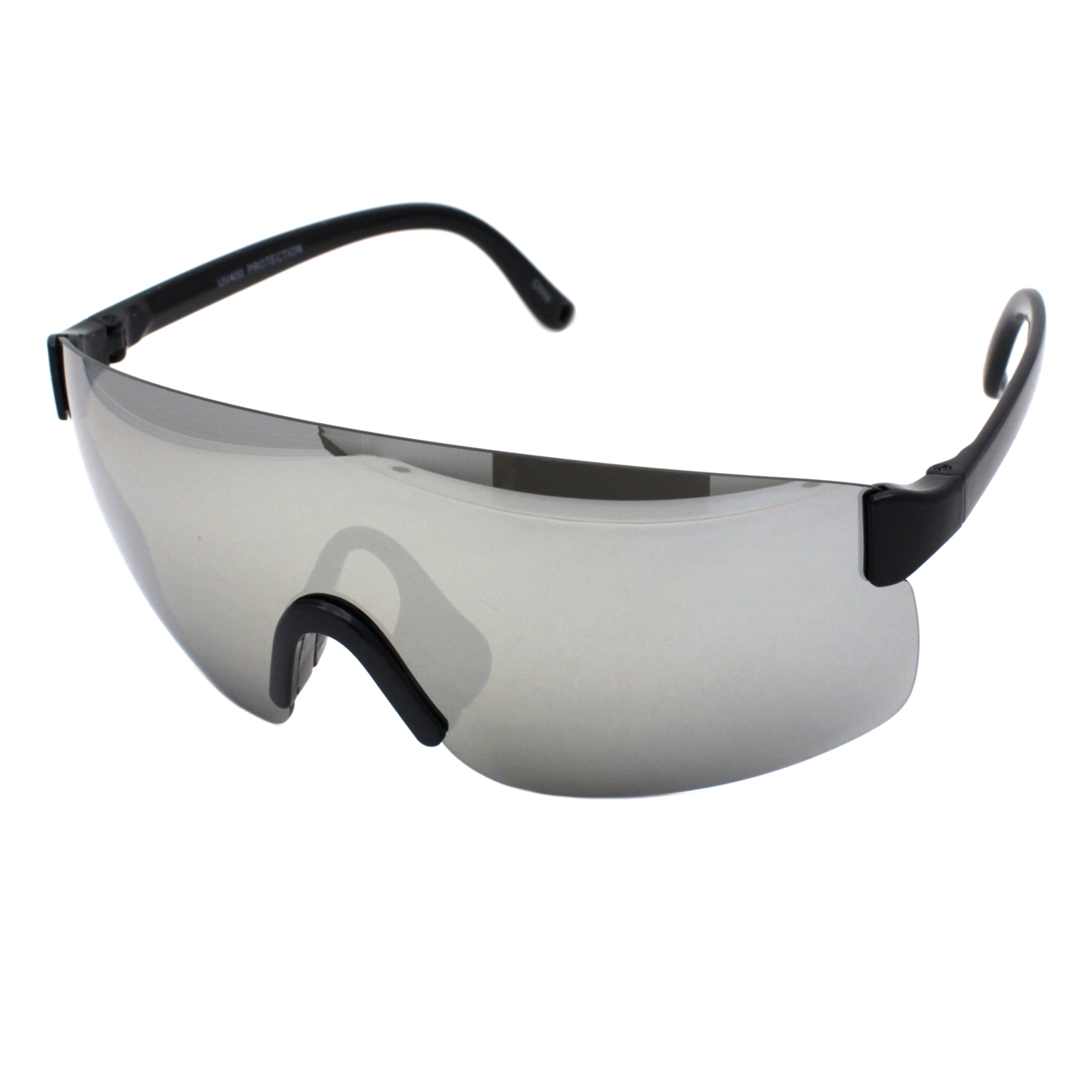 Oversized Shield Sunglasses Rimless Goggle Shades UV400 Black, Silver ...