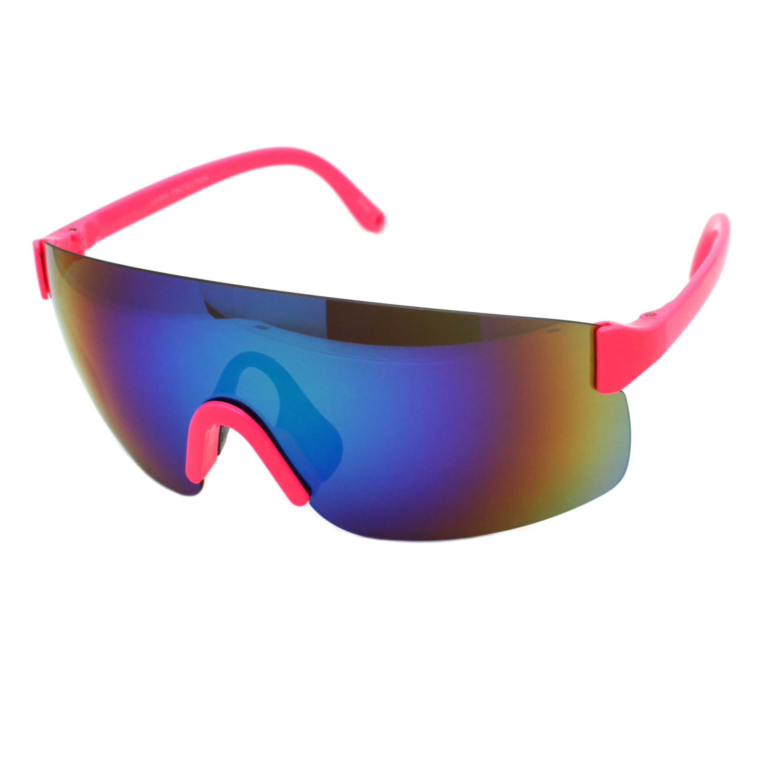 Oversized Shield Sunglasses Rimless Goggle Shades UV400 Pink ...