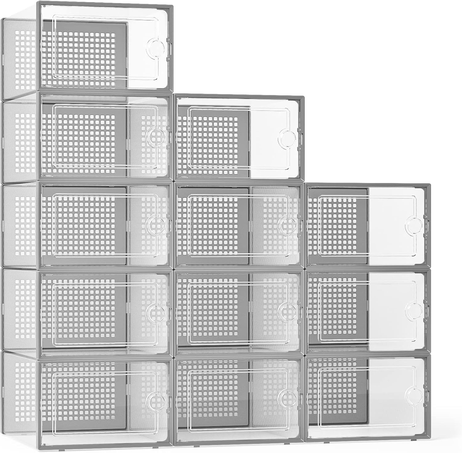 Oversized Shoe Storage Boxes, Clear Plastic Stackable, 12 Pack, Shoe ...