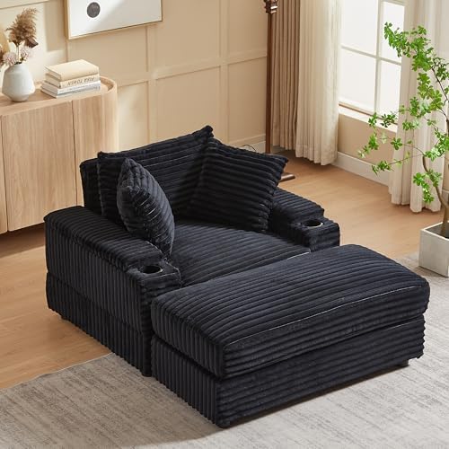 Oversized Single Sectional Sofa Couch Soft Corduroy Upholstered Modular ...