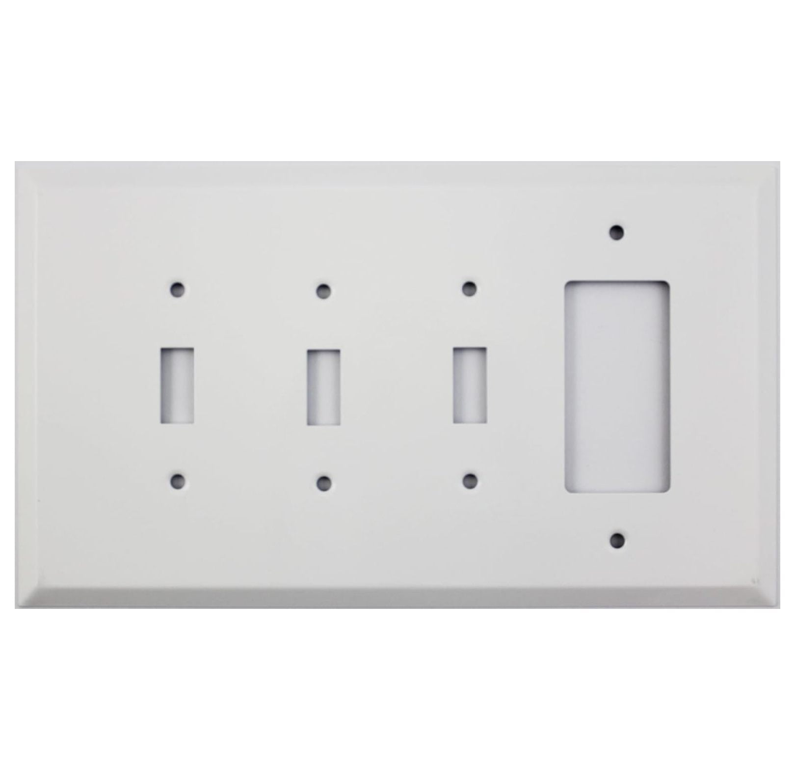 Oversized Smooth White Jumbo 4 Gang Combo Switch Plate - 3 Toggle Light ...
