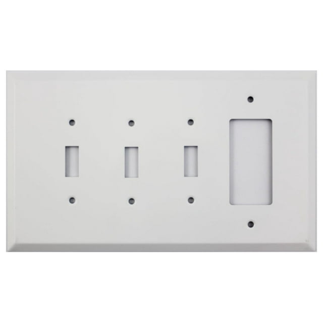 Oversized Smooth White Jumbo 4 Gang Combo Switch Plate - 3 Toggle Light ...