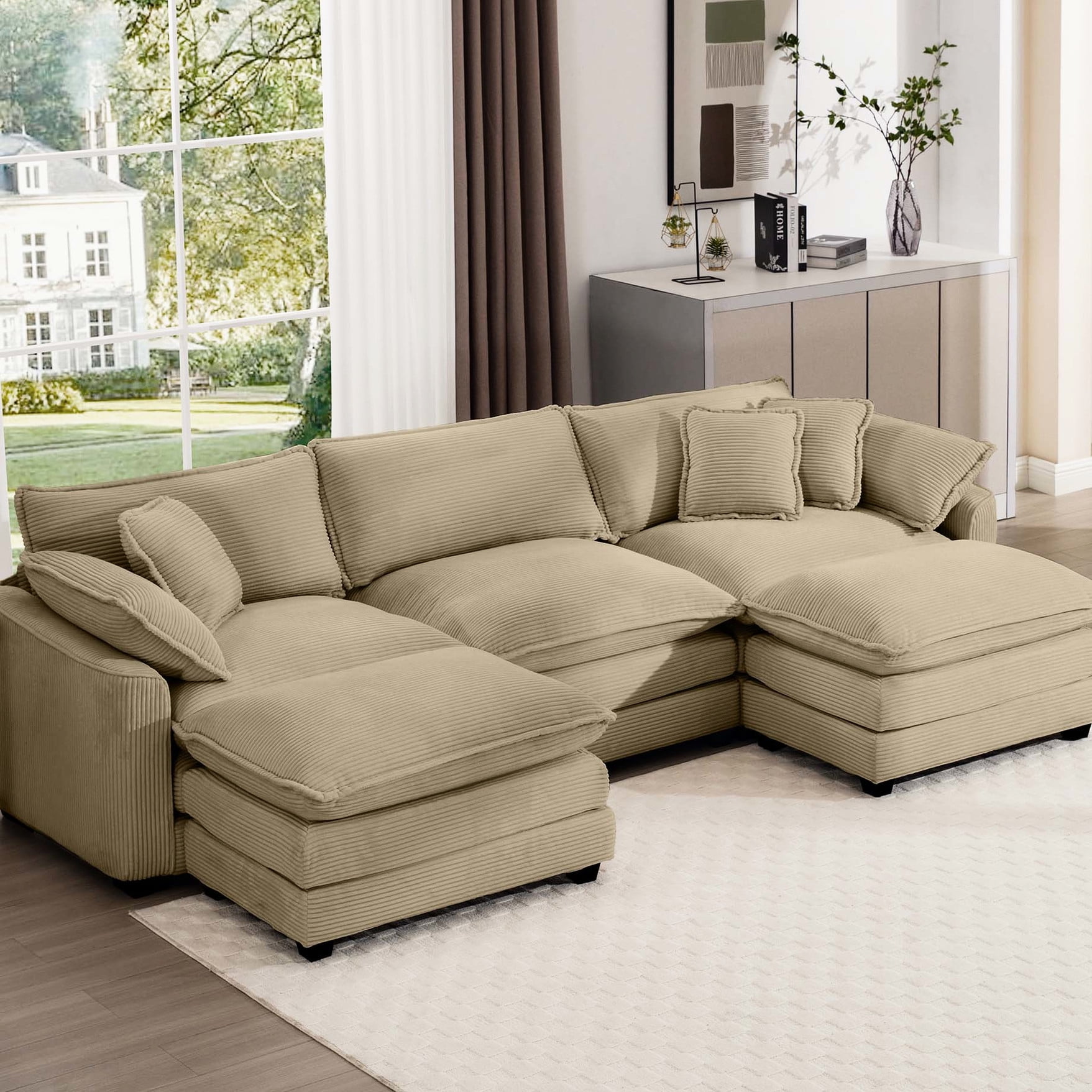Oversized Sofa Bed - Removable Armrests and Pillows - Living Room Use ...