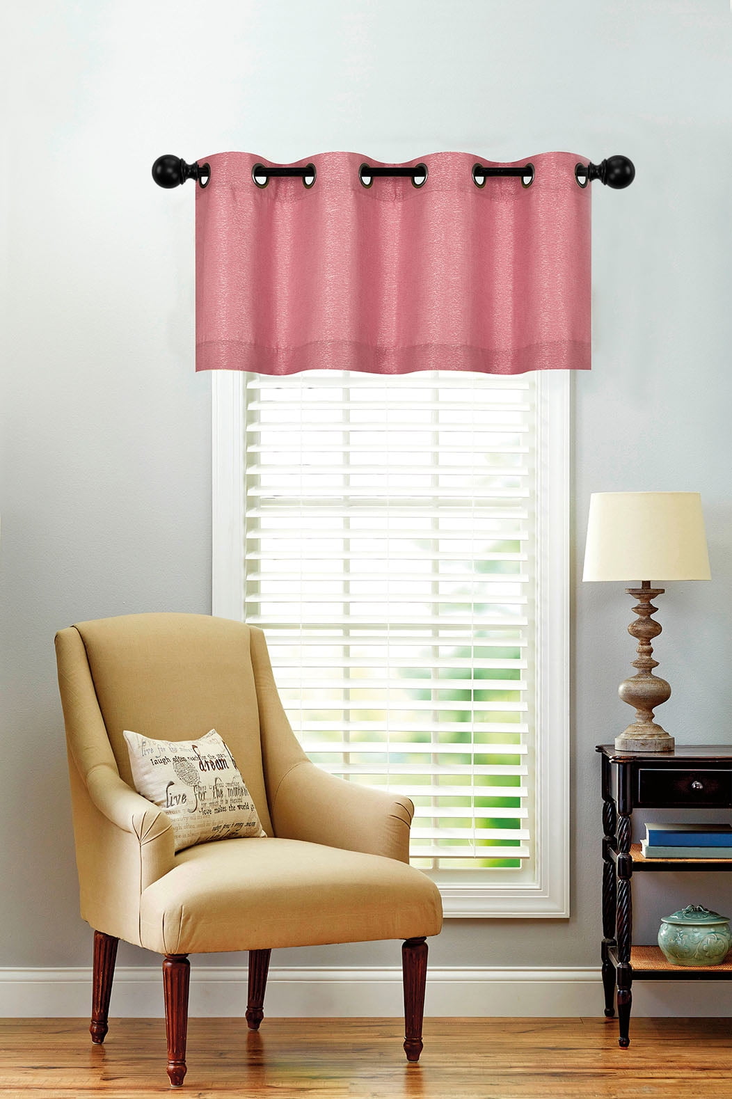 Oversized Soid Colored Grommet Top Textured Window Valance - Coral ...