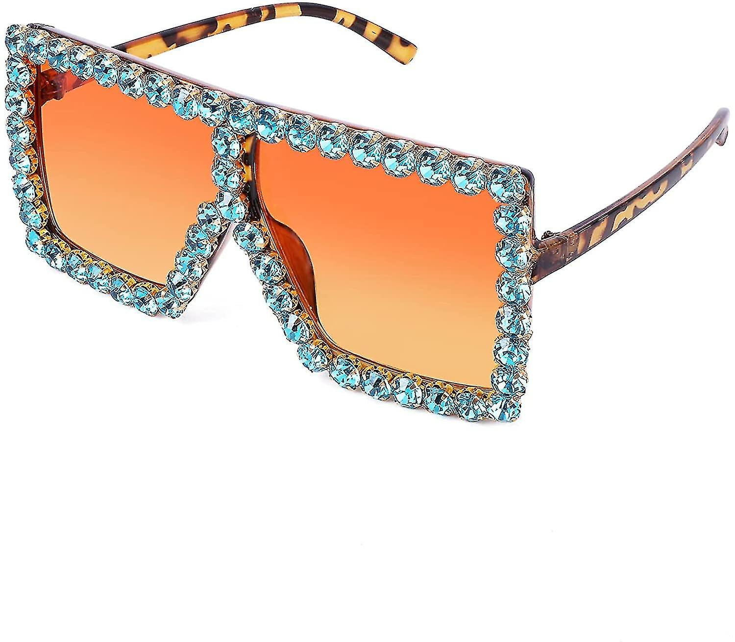 Oversized Sparkling Crystal Sunglasses Disco Diamond Flat Top Fashion ...