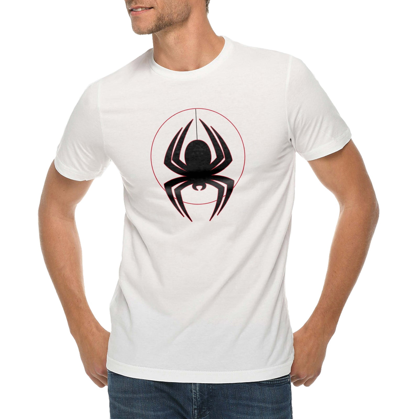 Oversized Spider Drop Graphic Design Deluxe Jersey T-Shirt - White XL ...