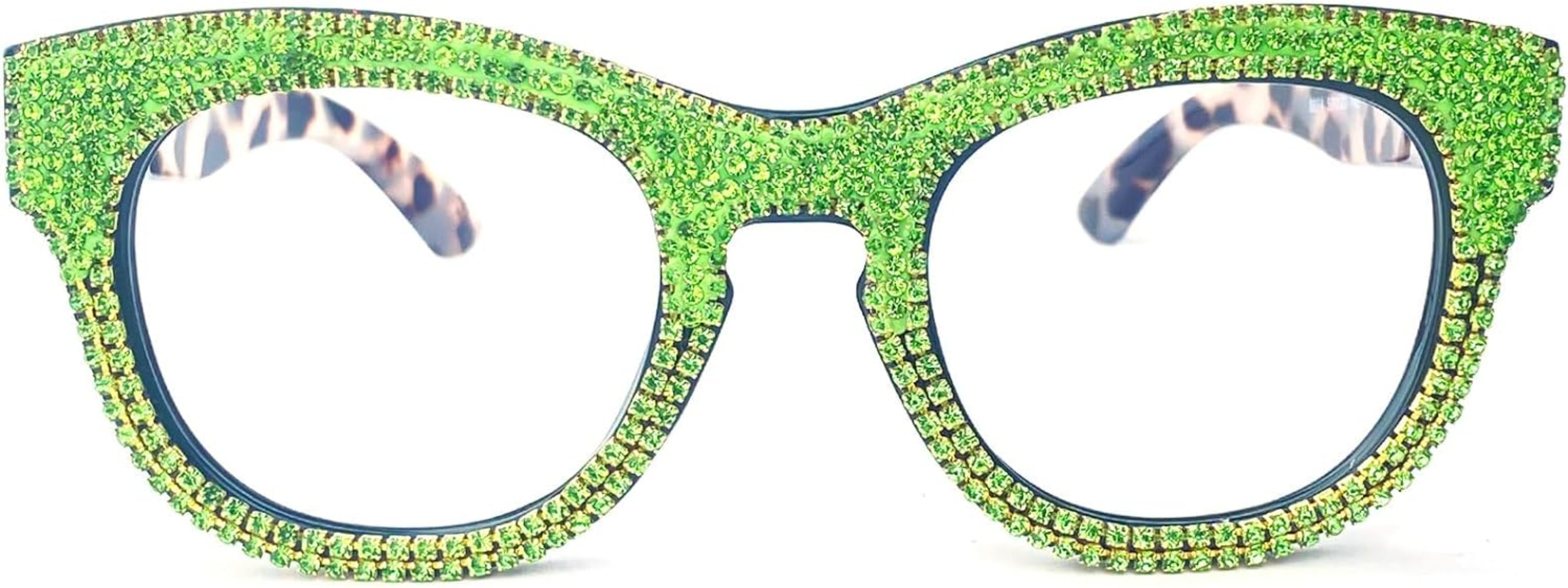 Oversized Square Bling Rhinestone Reading Glasses For Women Blue Light ...